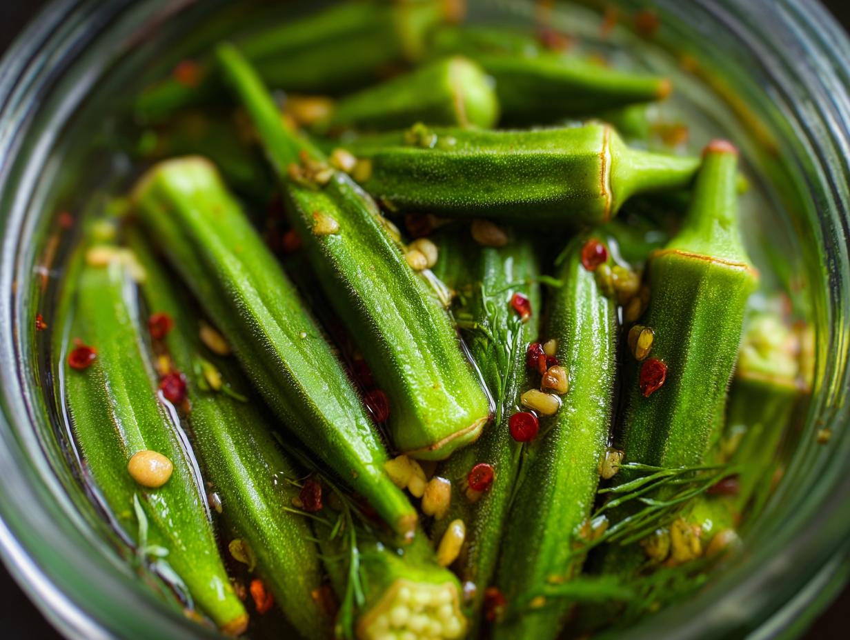 Crunchy Pickled Okra: 1 Zesty Jar Delight - smaakvolle